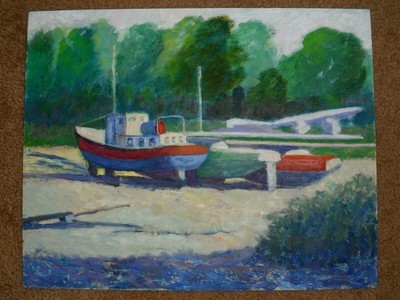 BALLARD SIGNED ORIGINAL OIL PAINTING OF BOATS | eBay
