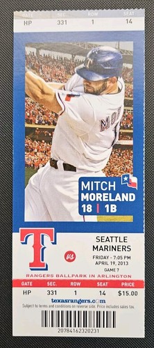 Texas Rangers Seattle Mariners Baseball Ticket 4/19 2013 Yu Darvish W ...