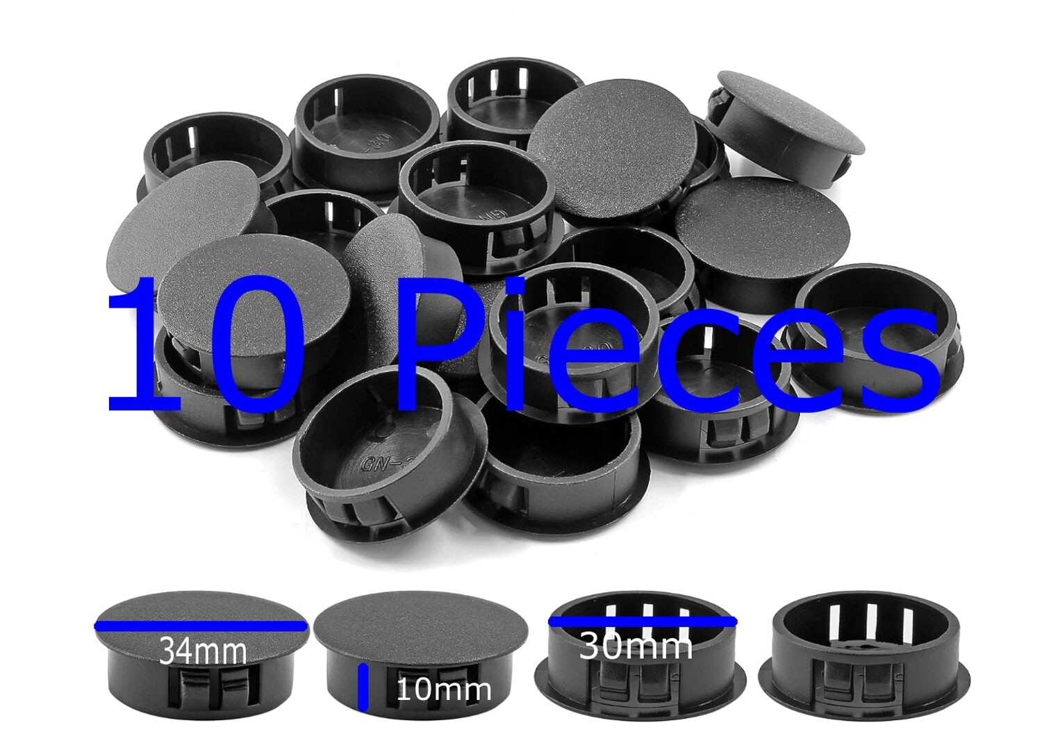 10 New 30mm Black Hole Plugs Plastic Blanking Masking Finishing Inserts ...