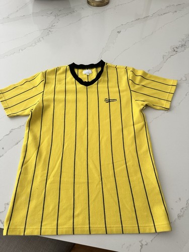 Supreme SS15 Striker Yellow Pinstriped Soccer Jersey - Size M | eBay