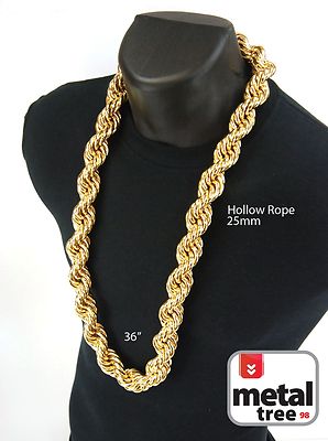 Hip Hop Gold Plated Hollow Chunky Rope Dookie Chain Necklace 30" or 36 ...