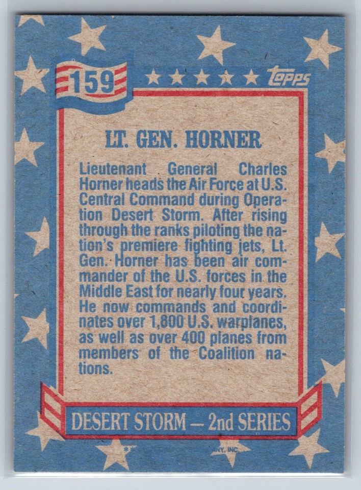 1991 Topps Desert Storm Victory Series Lt Gen Horner #159 | eBay