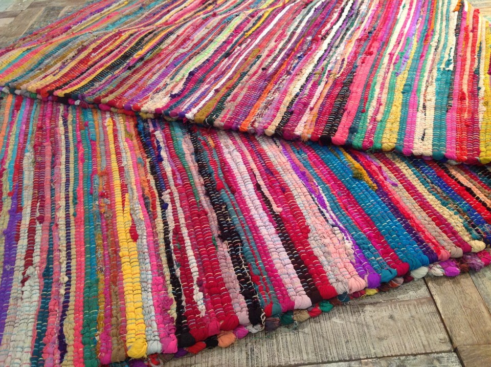 Rug Rag Rugs Multi Colour Mat Recycled Cotton Hand Woven Chindi Mats ...