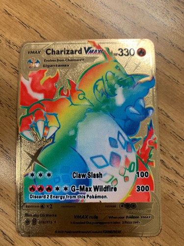 Charizard VMAX Gold Metal Pokémon Card Fan Art Collectible Gift Hp 330 ...
