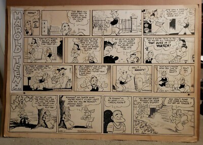 HAROLD TEEN & MYRTLE Original Sunday Comic Strip Art CARL ED 4-1-1945 ...