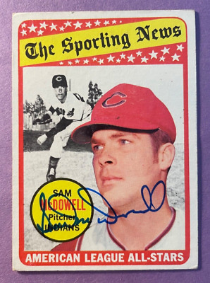 SIGNED SAM McDOWELL 1969 TOPPS ALL STAR AUTOGRAPHED BASEBALL CARD ...