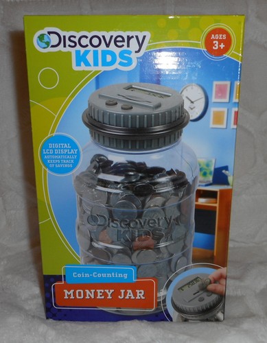 DISCOVERY KIDS COIN COUNTING MONEY JAR BANK LEARNING TOY DIGITAL LCD ...
