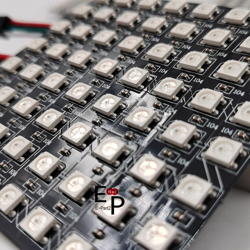 WS2812B RGB Flexible LED Panel Matrix Programmable Display Screen 64 ...