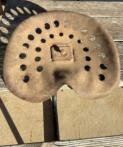 Vtg Metal Tractor Seat 17X15” W/Bracket Gr. Paint On Back Poss. John ...