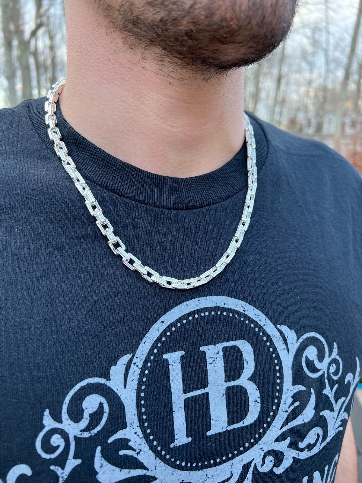 925 Sterling Silver 7.5mm Triangle Rolo Hermes Link Chain Necklace Or ...