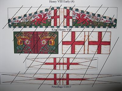 28mm Renaissance Early Tudor Paper Flags (4) Henry VIII Personal Banner ...