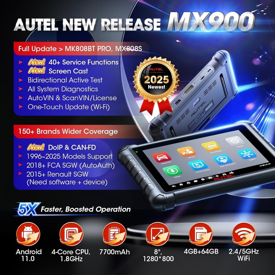 2025 Autel MaxiCOM MK900 MX900 All System Diagnostic Scanner 3000 ...