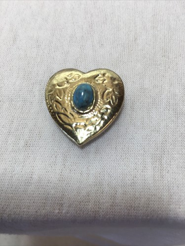 Vintage Heart Shaped Gold Tone Simulated Turquoise Button Cover Set of ...