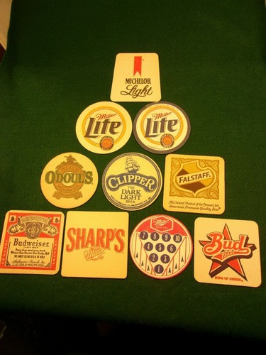 #14 of 40, MIXED LOT OF 10 BAR COASTERS - FALSTAFF, O'DOUL'S, CLIPPER ...
