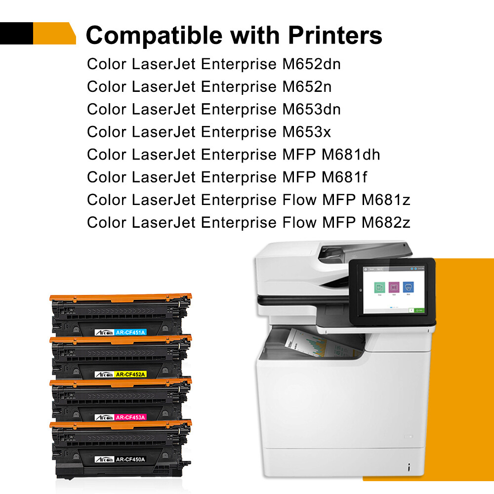 1 Yellow CF452A 655A Toner Compatible With HP Laserjet M681f M652dn ...