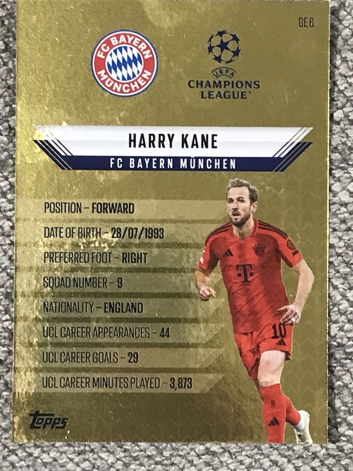 Harry Kane *Gold Edge Edition* 2024-25 Topps Match Attax UEFA #GE6 ...