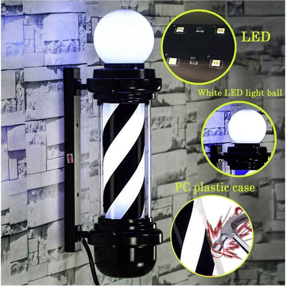 Outdoor Barber Pole Light Hair Salon Open Sign Barber Shop Rotating LED ...