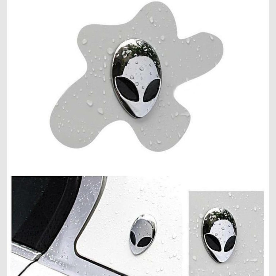 2x Full Metal 3D Alienware Alien Head Auto Logo Sticker Badge Emblem ...