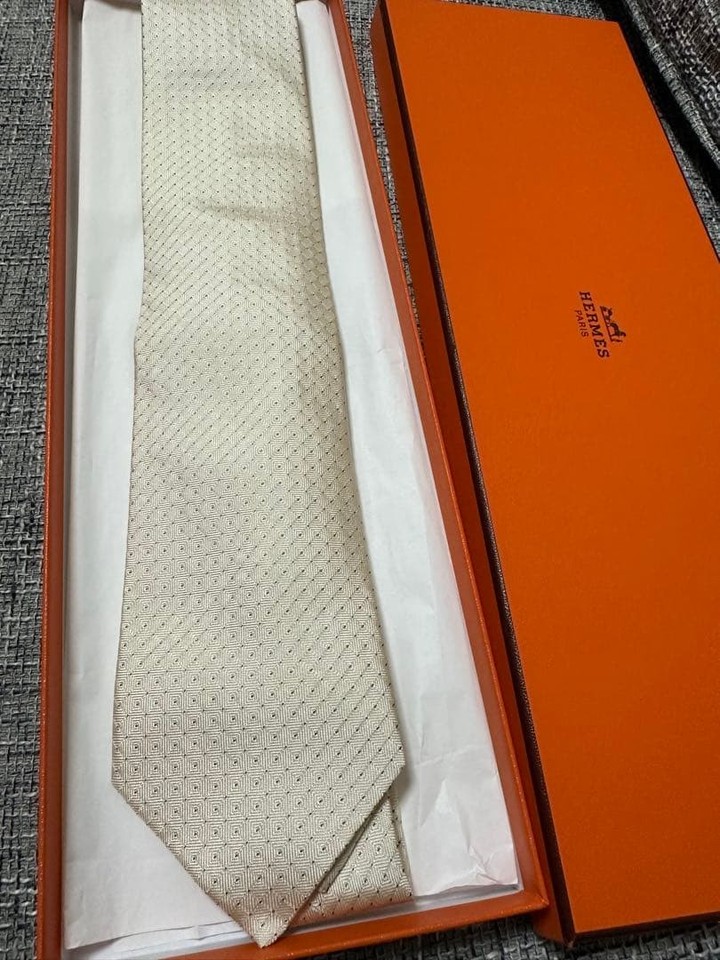 New item Hermes Ivory Diamond Pattern Tie | eBay