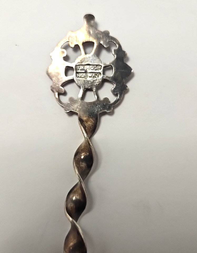 VTG Norway Silver Bonbon Spoon T.K. 40G Silverplate Twisted Handle ...