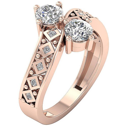 Solitaire Forever Us Two Stone Diamond Ring SI1 G 1.15 C Two-Tone Gold ...