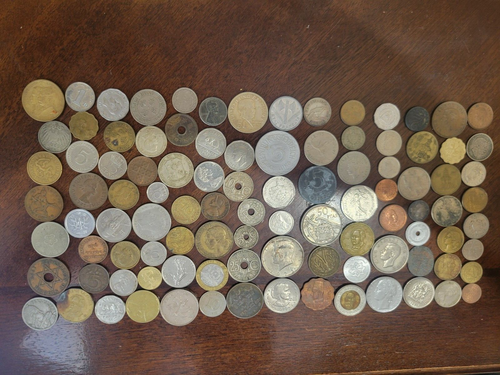 100 foreign International coins silver lot money copper world currency ...