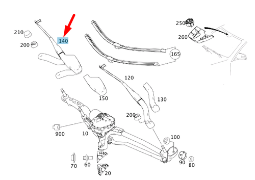 MERCEDES-BENZ C W204 FRONT RIGHT WIPER ARM LHD A2048201944 ORIGINAL for ...