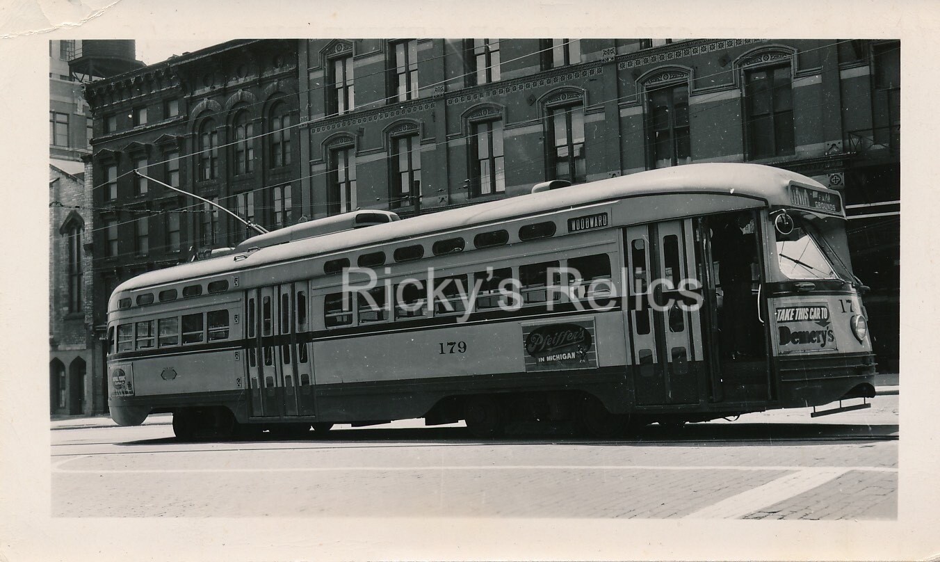 B&W Photo DSR #179 Department of Street Railways Detroit 1940s Woodward ...