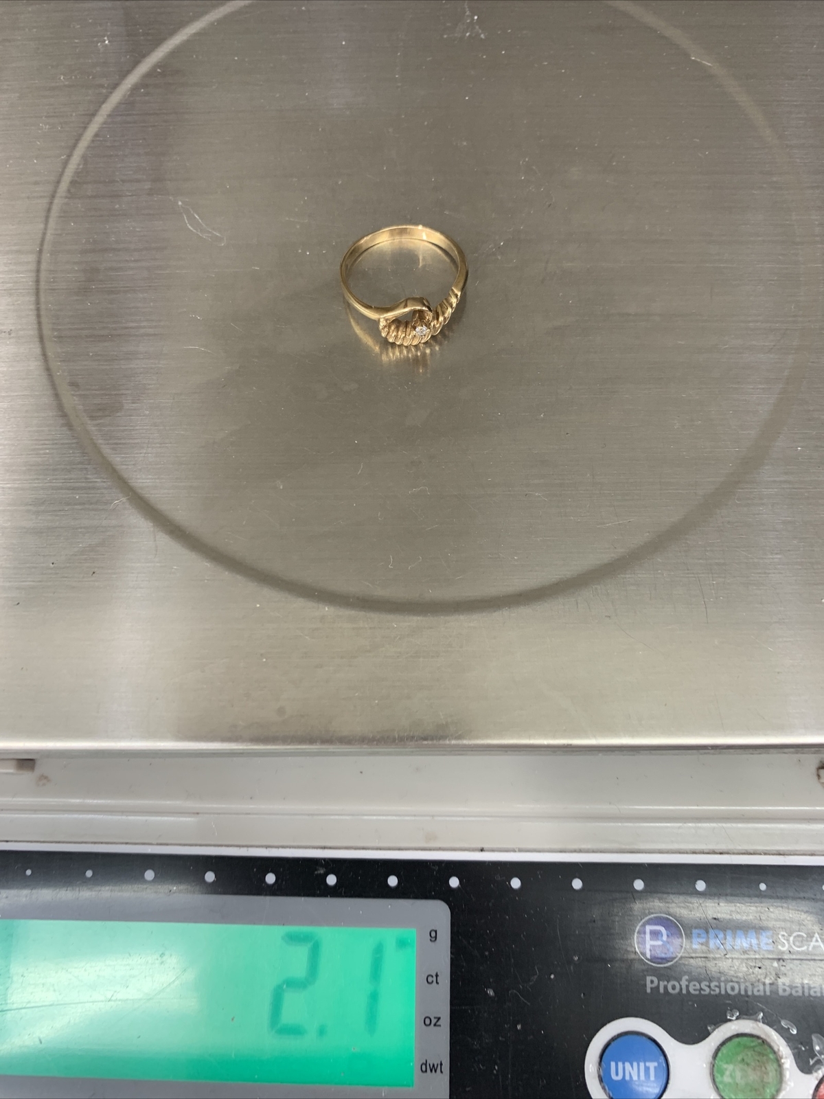 9ct 9k Yellow Gold Diamond Swirl Wave Ladies Dress Ring. Size L1/2 ...