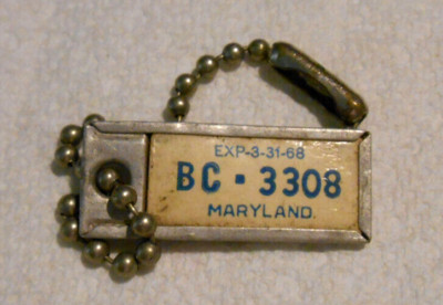 Vintage Old MARYLAND DAV 1968 License Plate Key Chain Tag BC-3308 Exp 3 ...