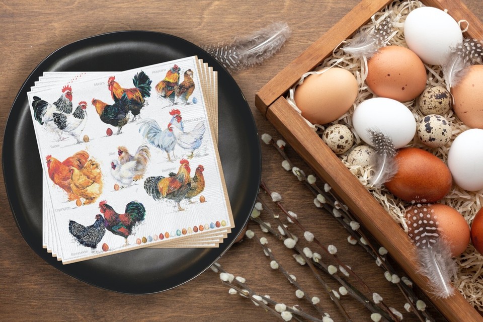 20 Lunch Paper Napkins CHICKEN COLLECTION Chicken Breeds Rooster ...