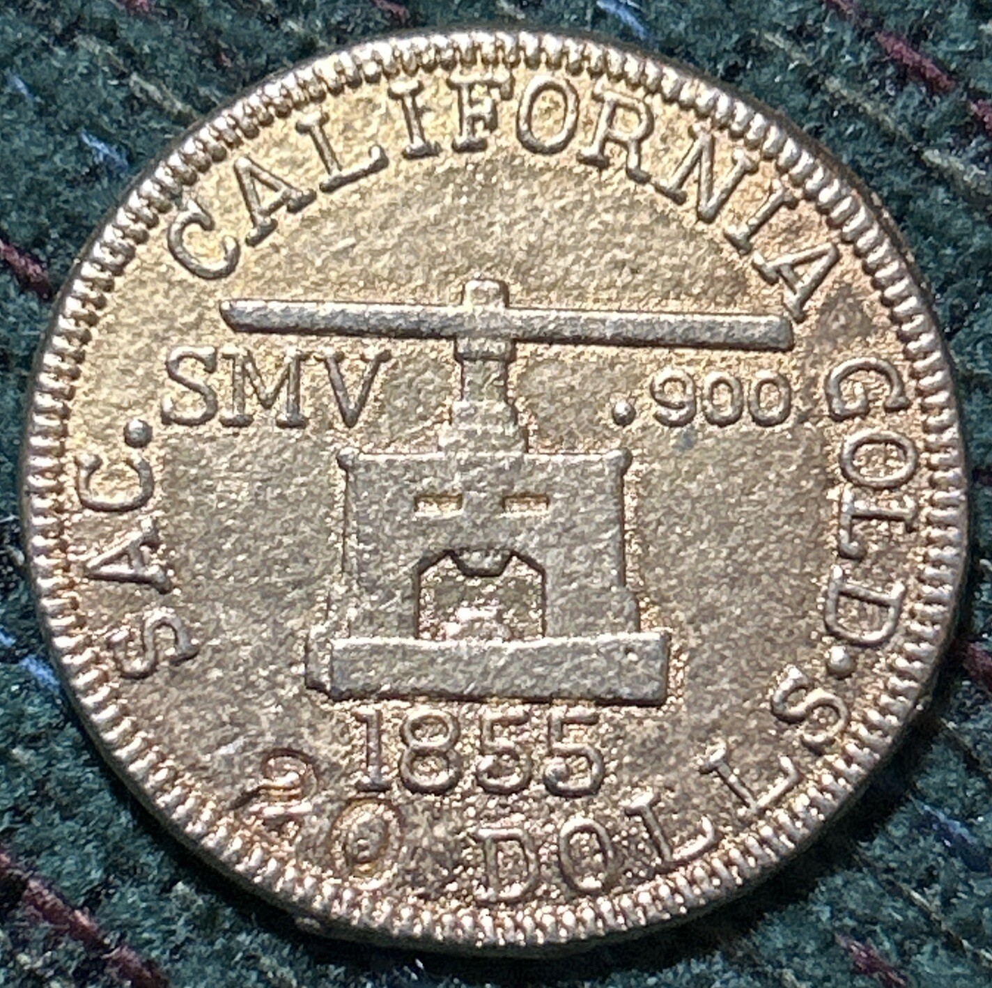 2 Blake & Co Assayers 1855 20 Dollar California Gold Souvenir Token ...