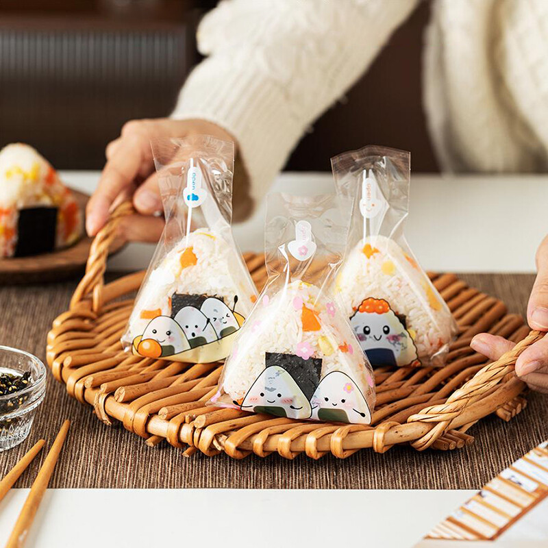 50pcs Lovely Cartoon For Triangle Rice Ball Disposable Packaging Bag ...