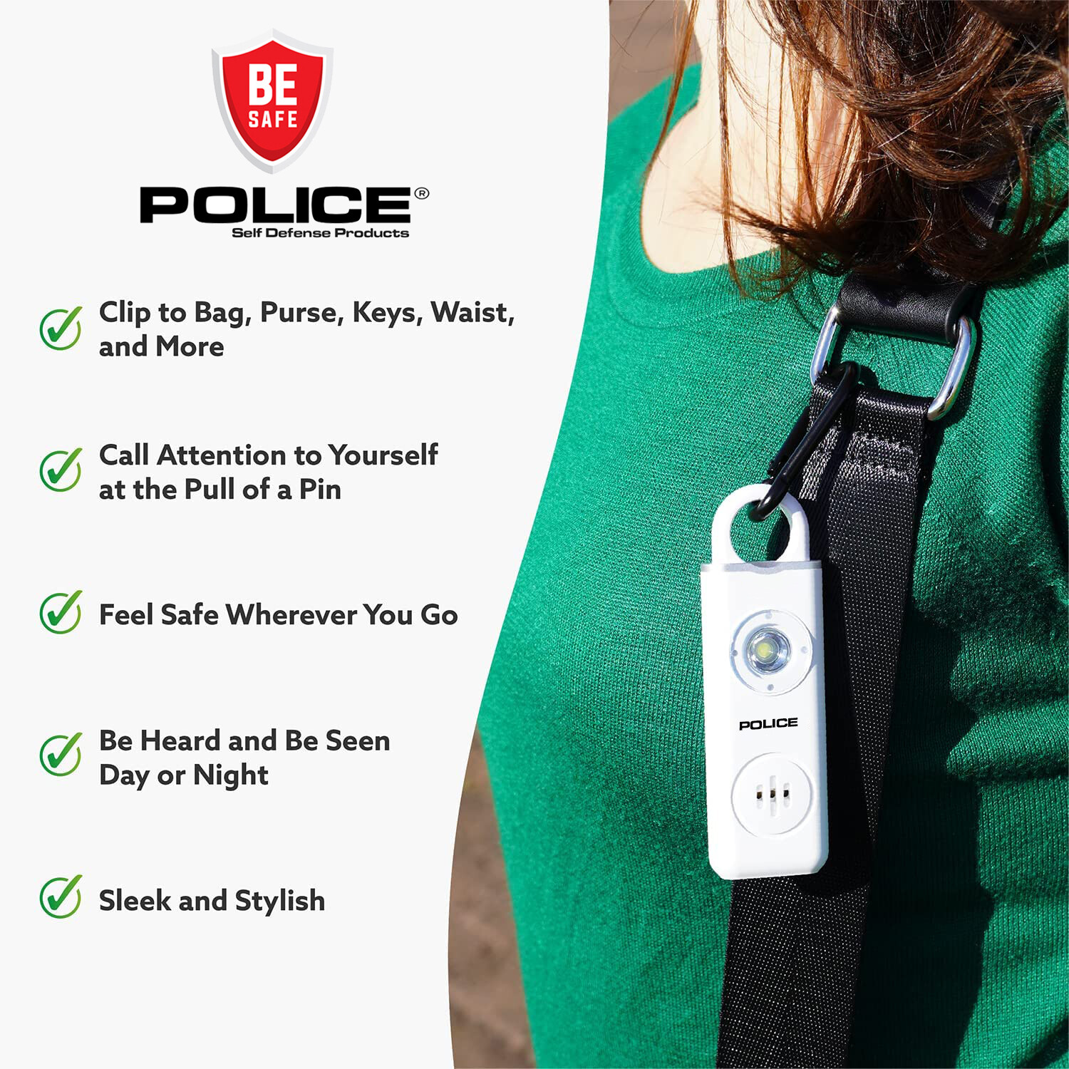 POLICE Personal Alarm Keychain Rechargeable 130dB Safety Pocket Alarm ...