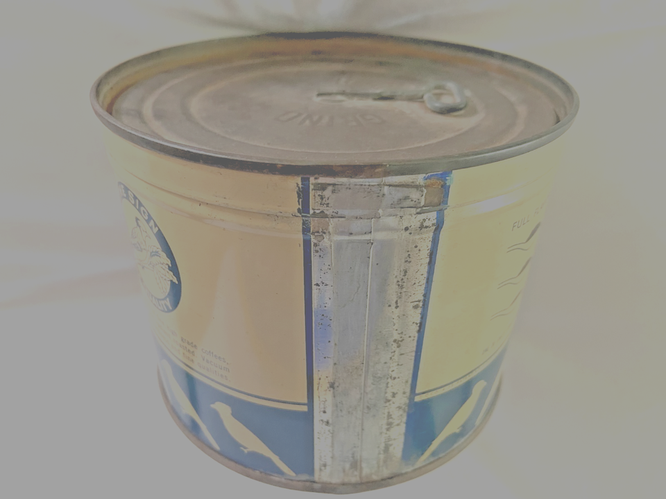 1950s E-Jay Coffee One-Pound Key Wind Coffee Can Tin FULL Van Wert ...