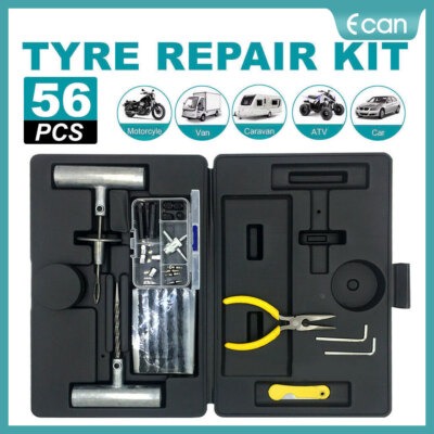 56PCS Tyre Puncture Repair Recovery Kit Heavy Duty 4WD Offroad Plugs ...