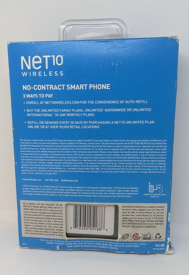 Net 10 TracFone LG Optimus Dynamic LGL38C Open Box Unused NEW Burner ...