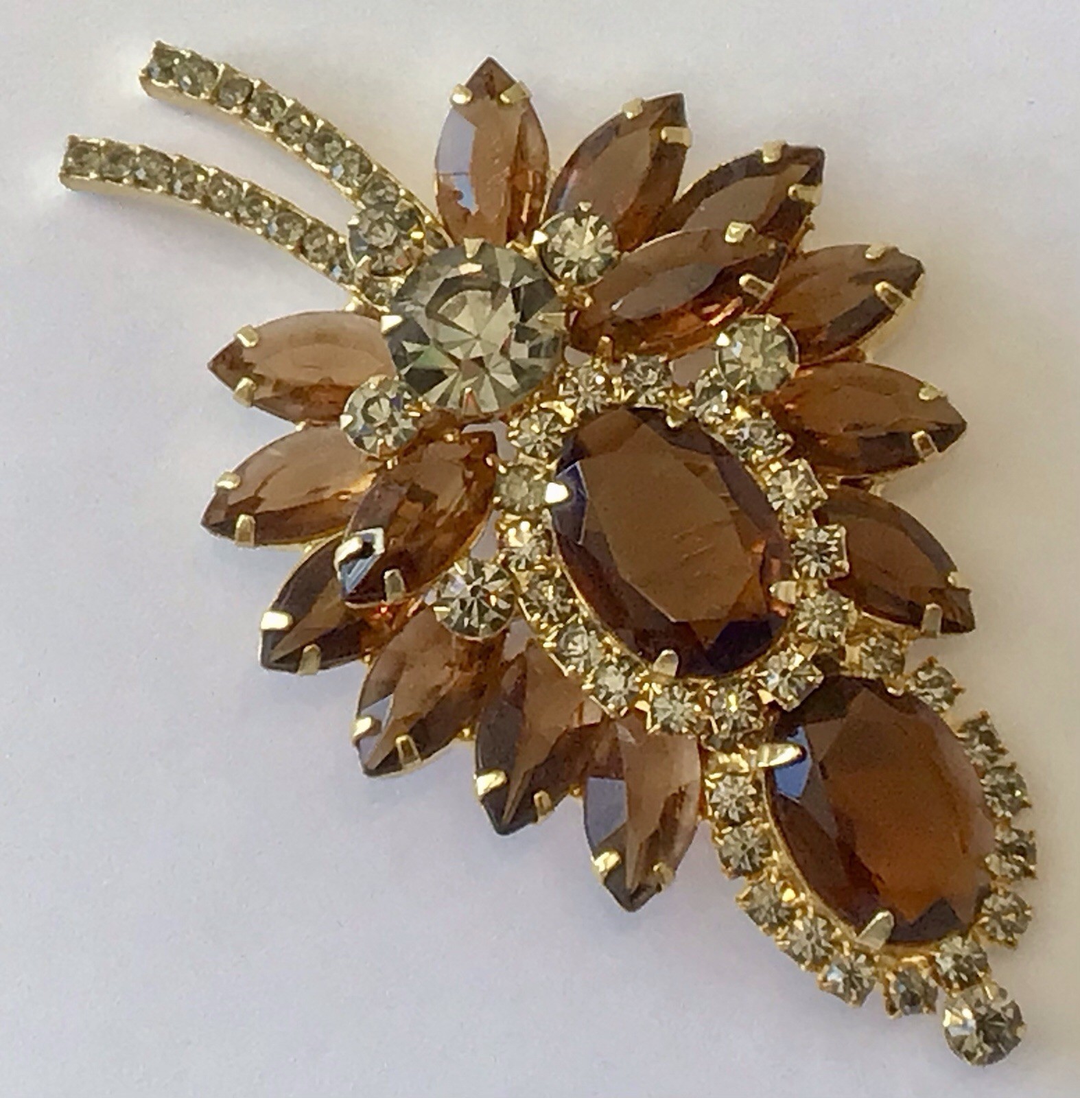 VINTAGE JULIANA D & E TOPAZ & GRAY RHINESTONE BROOCH | eBay