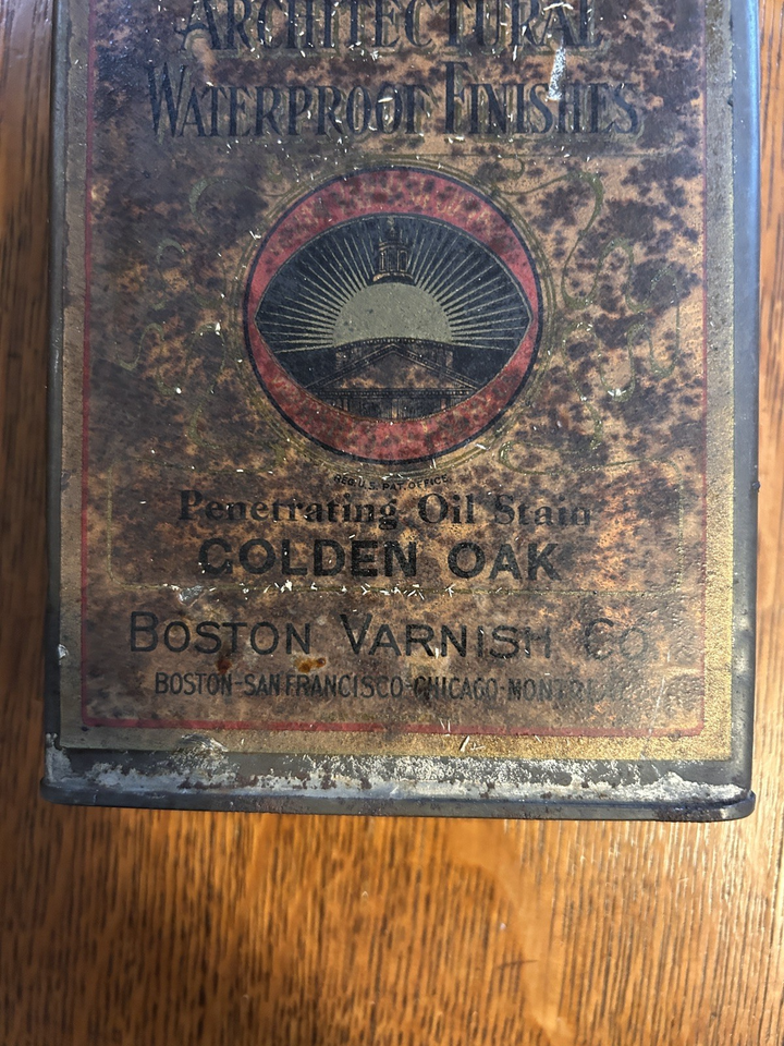 Antique Boston Varnish Co. Architectural Stain Tin 1 Qt Paper Label | eBay