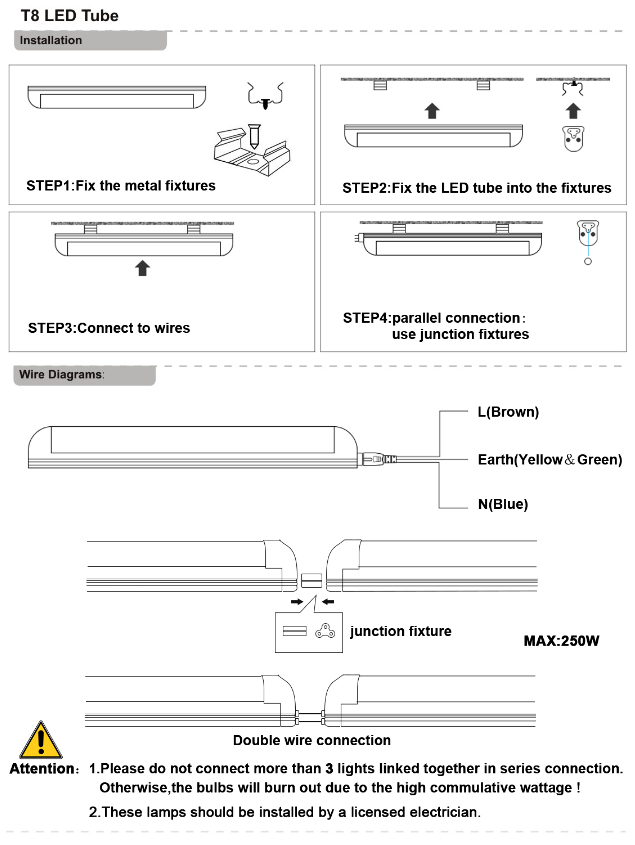 8FT 72W LED Tube Light T8 Integrated 8 Foot Double Row 8' LED Shop ...