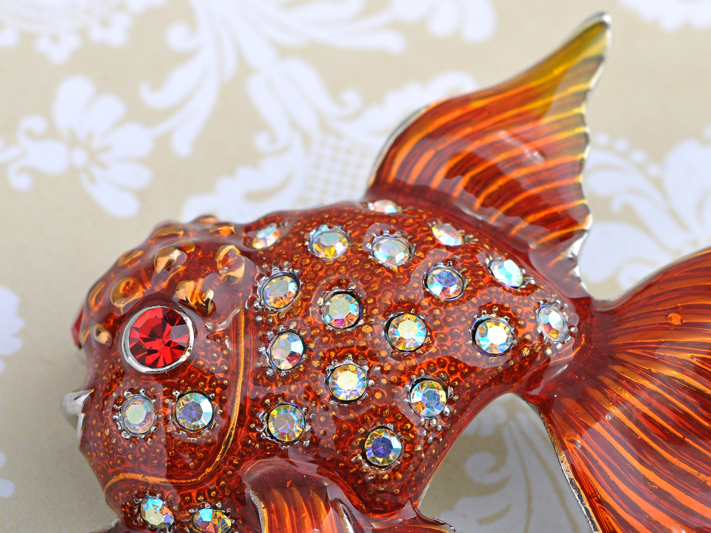 Fashion Red Fish Crystal Rhinestone Goldfish Pin Brooch Unique Jewelry ...