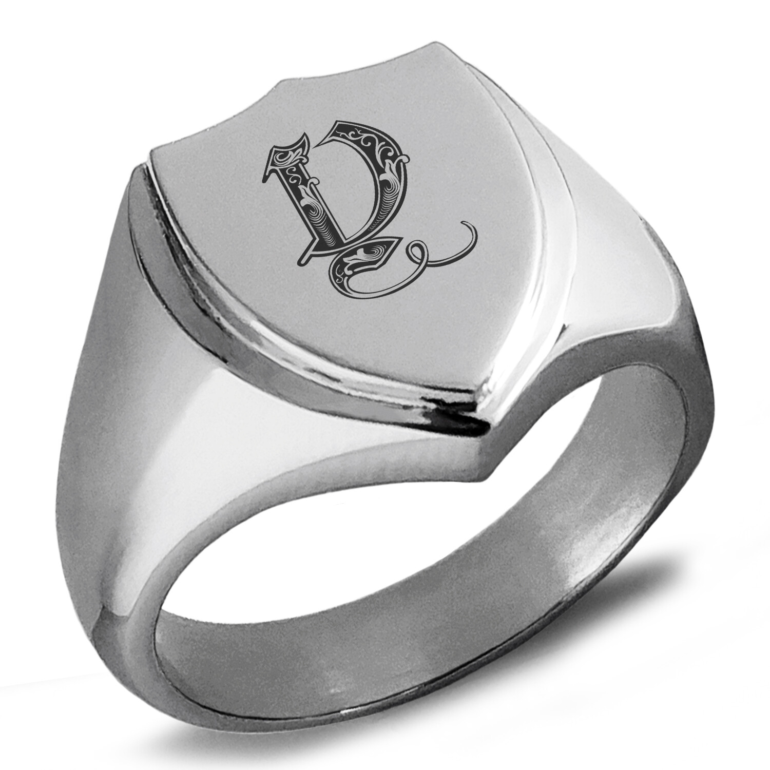 Stainless Steel Letter Y Initial Royal Monogram Shield Crest Mens ...