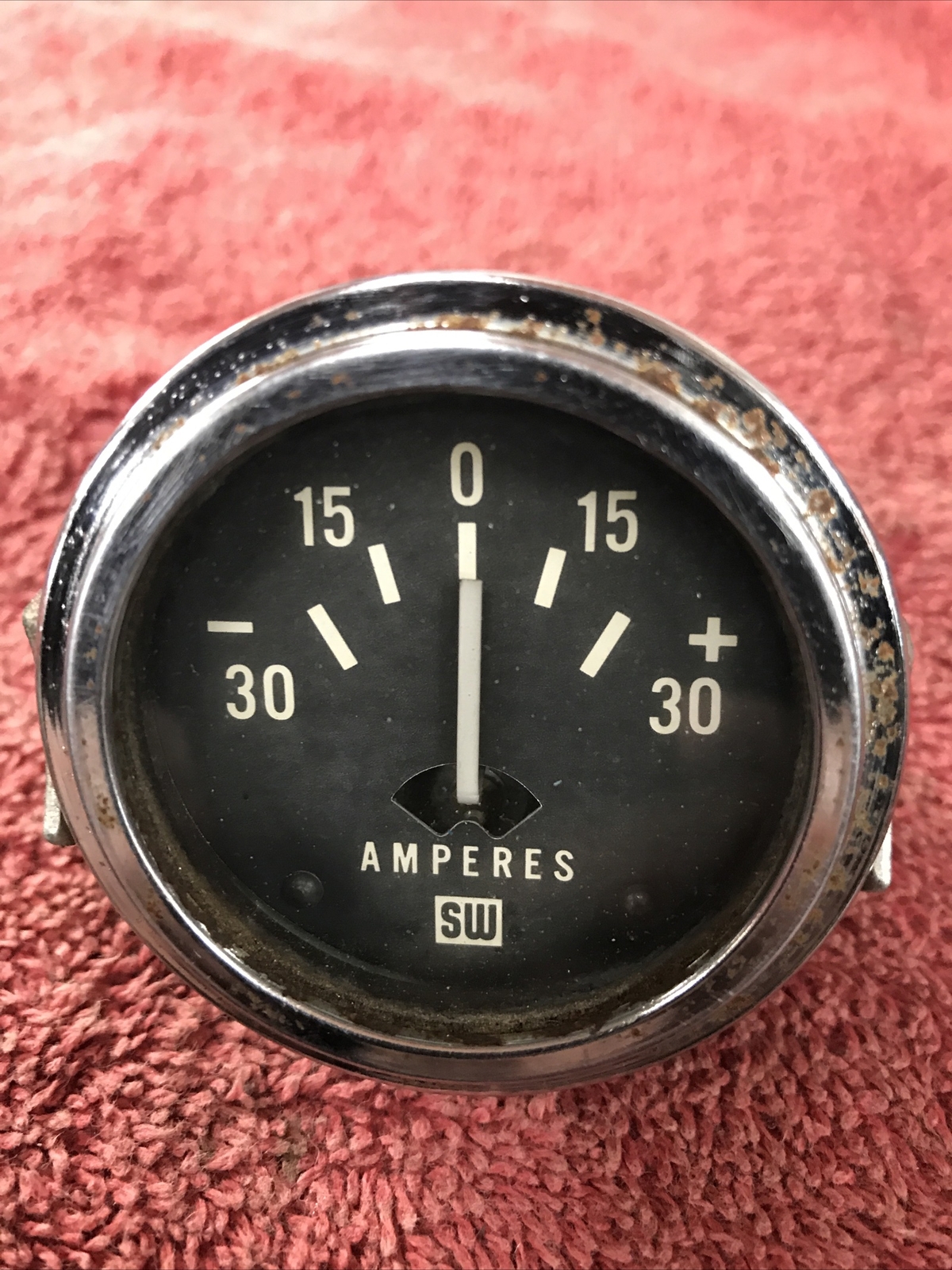 Vtg 1950's STEWART WARNER BLOCK LOGO 30 AMPERES AMPS AMP GAUGE HOT RAT ...