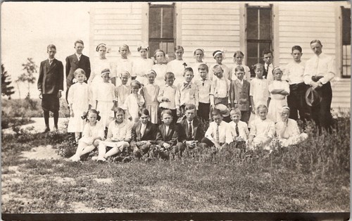 RPPC School Class Twins One Angry Face Girl Large Hair Bows Photo ...