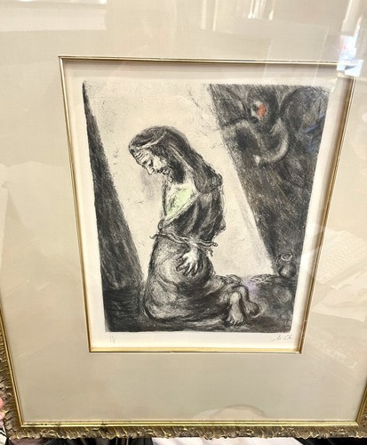 MARC CHAGALL "Jeremiah In The Pit" 1958 SIGNED ETCHING w WATERCOLOR ...