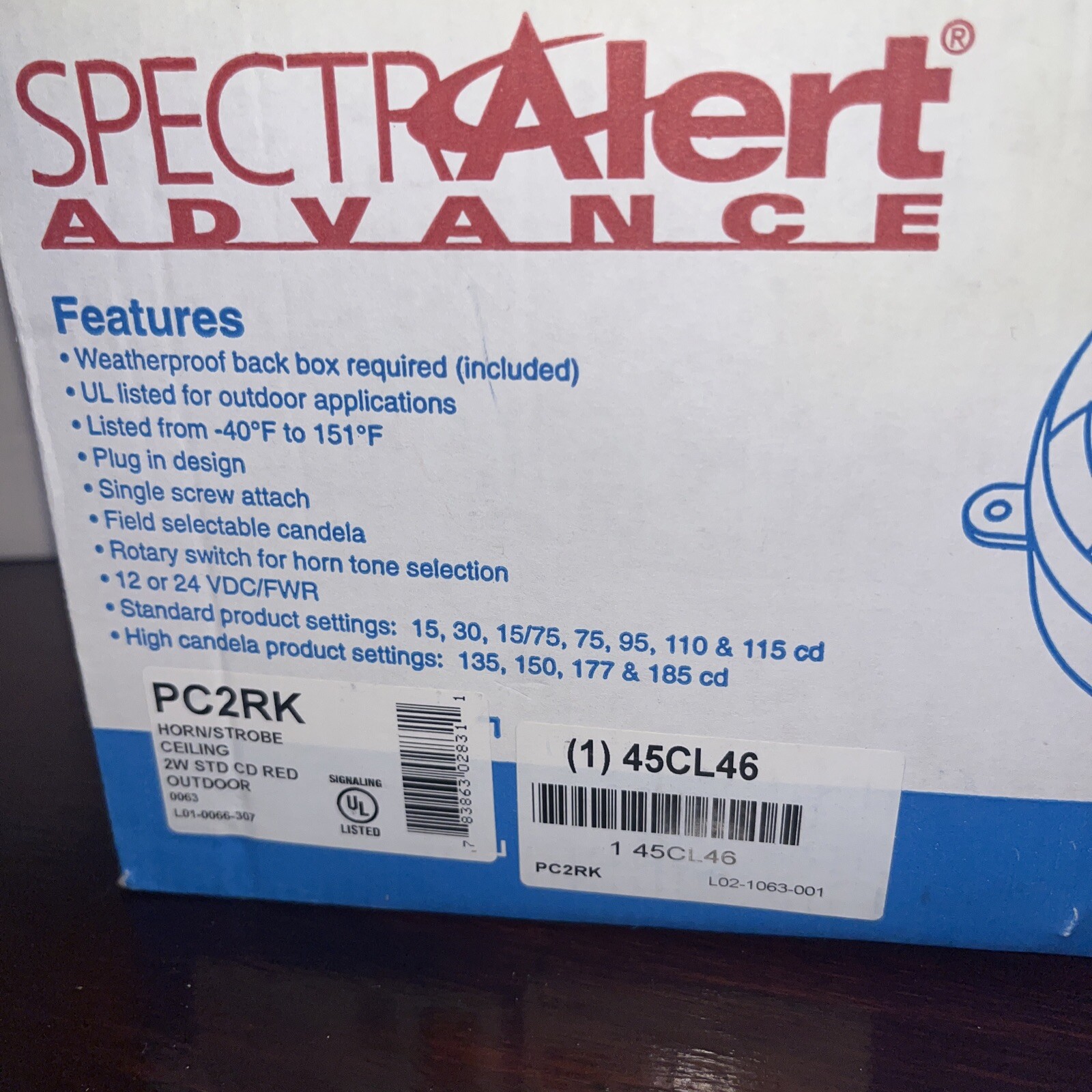 SPECTRALERT ADVANCE OUTDOOR CEILING STROBE - RED - L01-066-297 | eBay