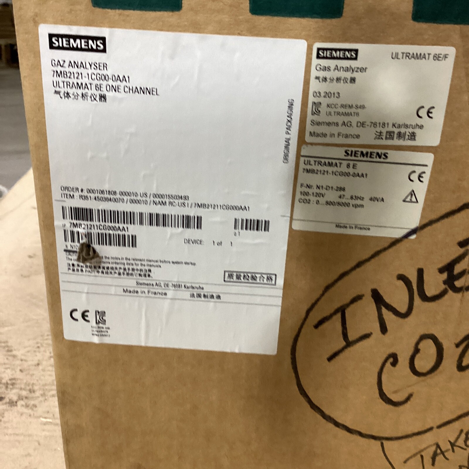 Siemens Ultramat 6E NH3 Gas Analyzer 7MB2121-1CG00-0AA1#226TWOFML | eBay