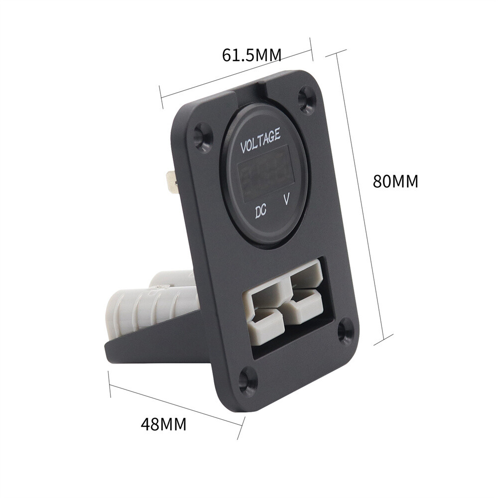 50 Amp 12-24V Plug Socket With Voltage Meter Flush Mount Recessed Plate ...