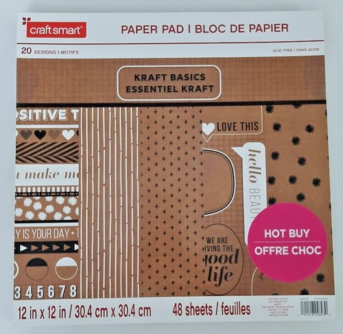 Scrapbook Craft Smart Kraft Basics 12"x12" Paper Pad Cardstock 48 ...