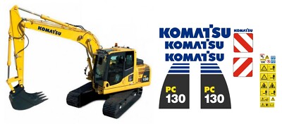 Komatsu PC130-8 Digger Excavator Decal Set . Sticker Kit with Safety ...